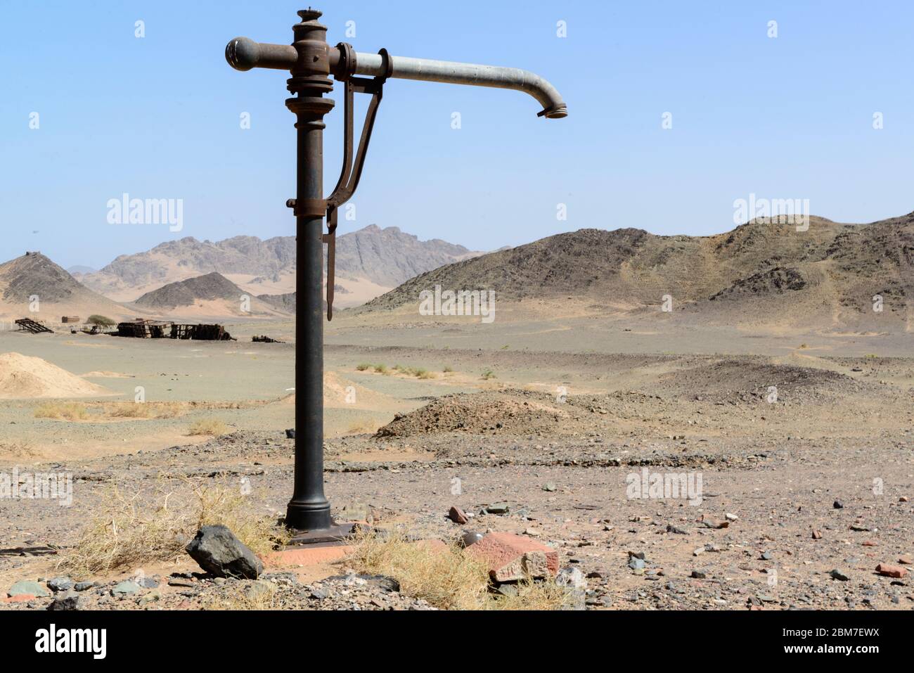 Water column at the ruined station of Huraymil, Saudi-Arabia. Blown up ...