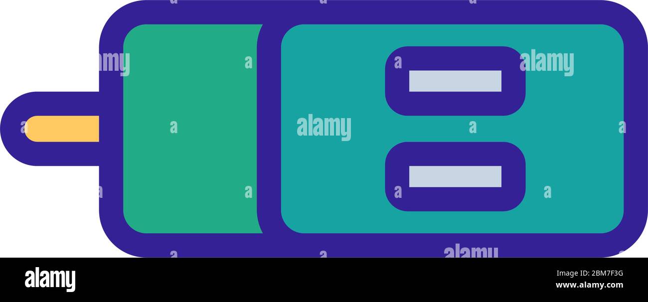 square power unit with two charging slots icon vector outline ...