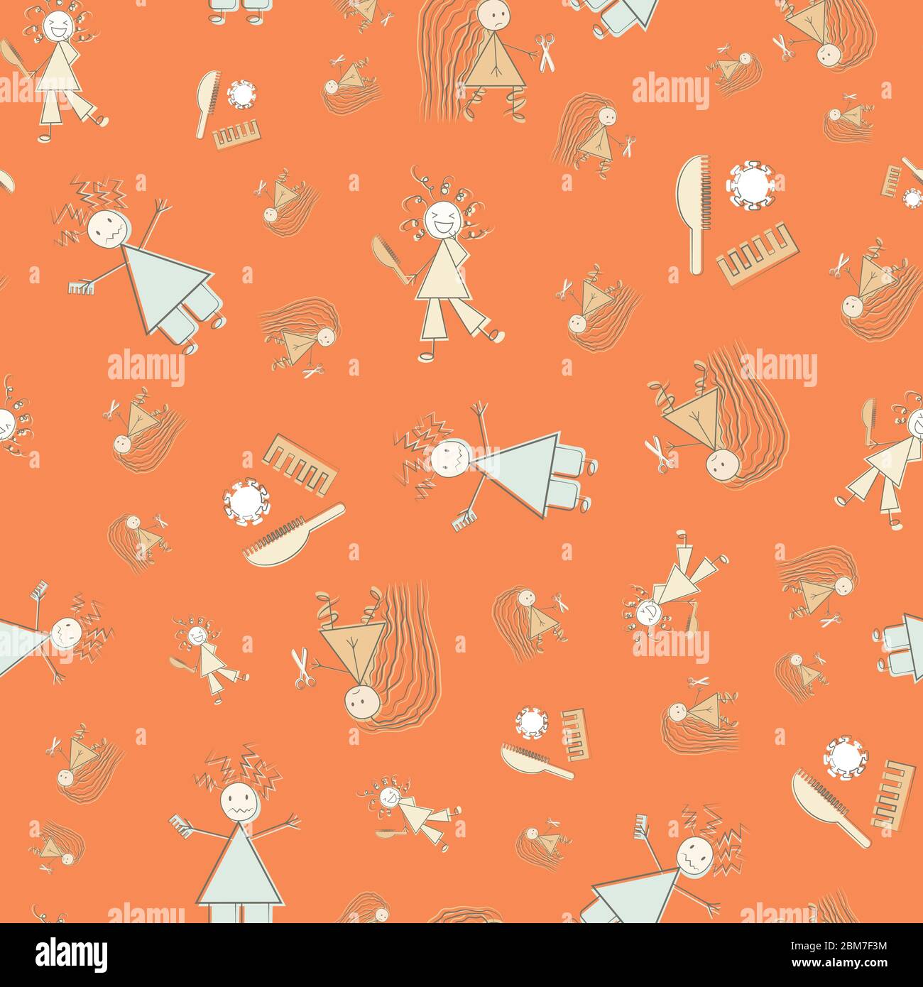 Messy hair vector seamless pattern background. Funny infographic Covid ...