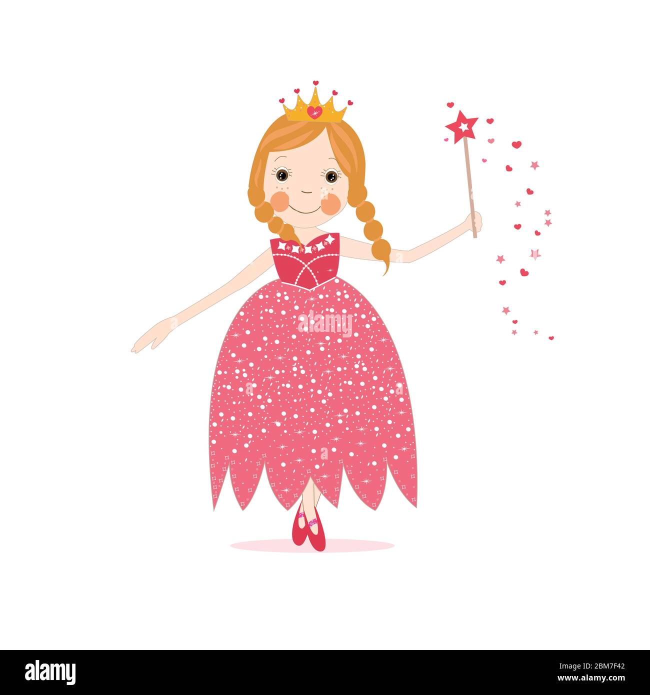 Little cute princess red dress vector illustration Stock Vector Image ...