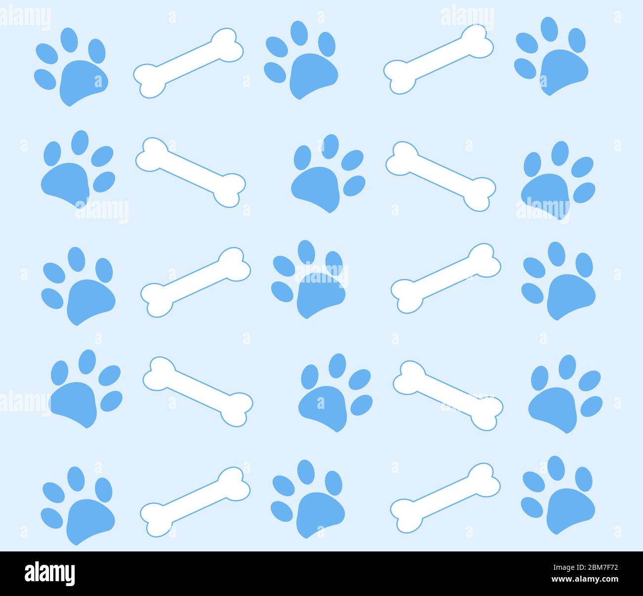Paw print and bone vector illustration blue background Stock Vector ...