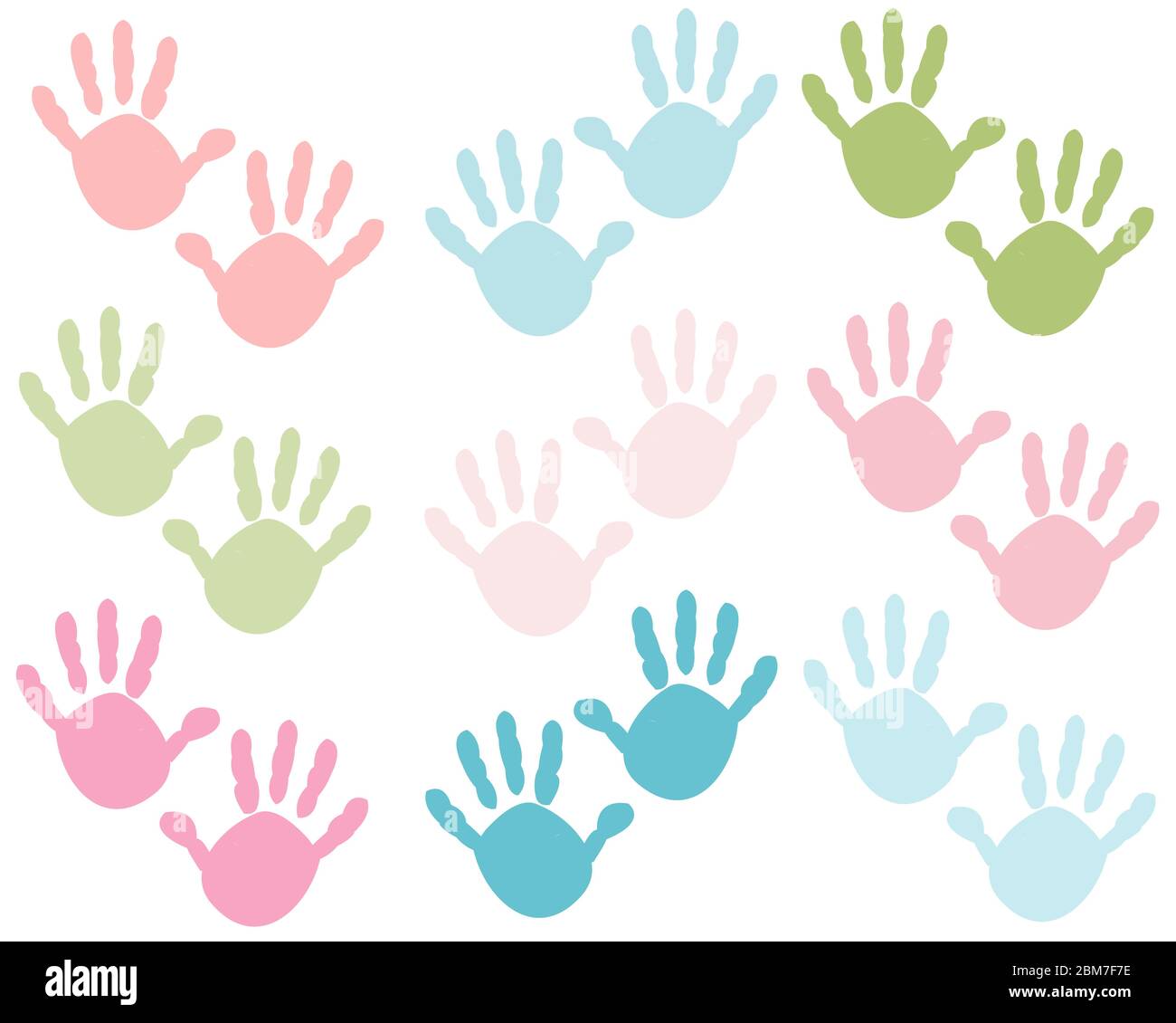 Baby hand print pastel colored vector illustration background Stock ...