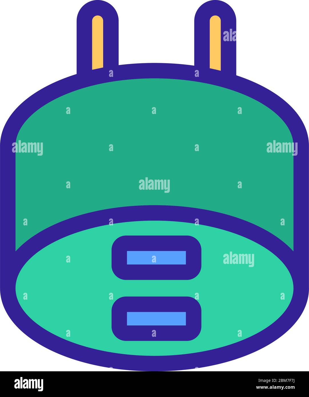 round plug power supply with two connectors icon vector outline ...