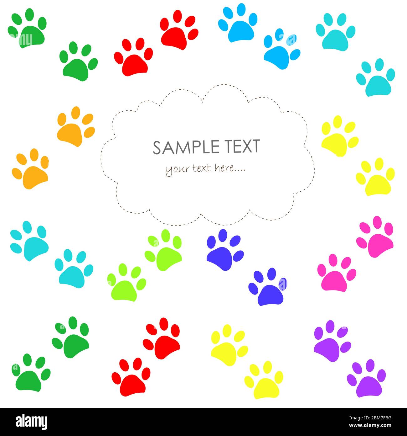 Colorful paw print greeting card vector illustration Stock Vector Image ...