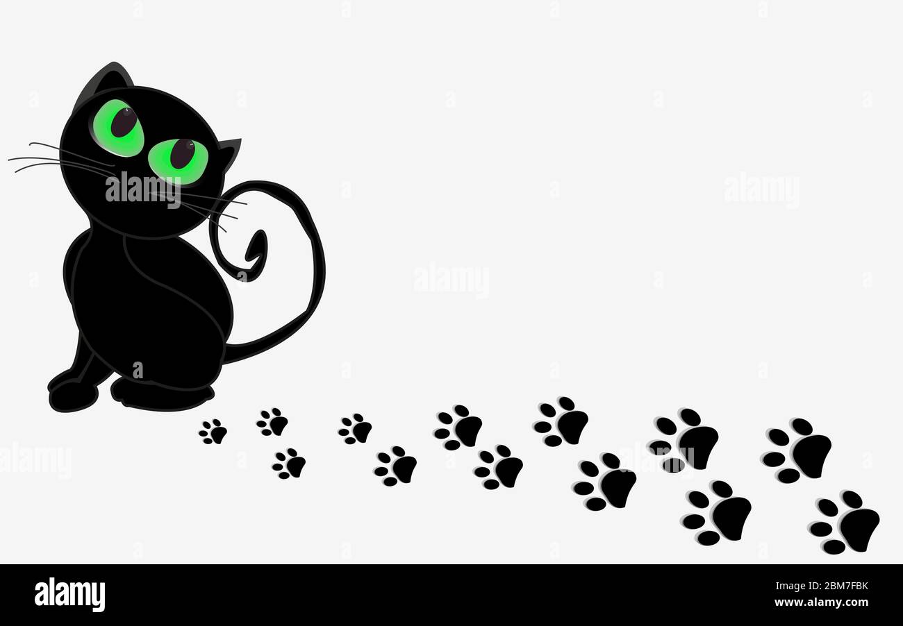 Black cats paw prints vector illustration background Stock Vector Image ...