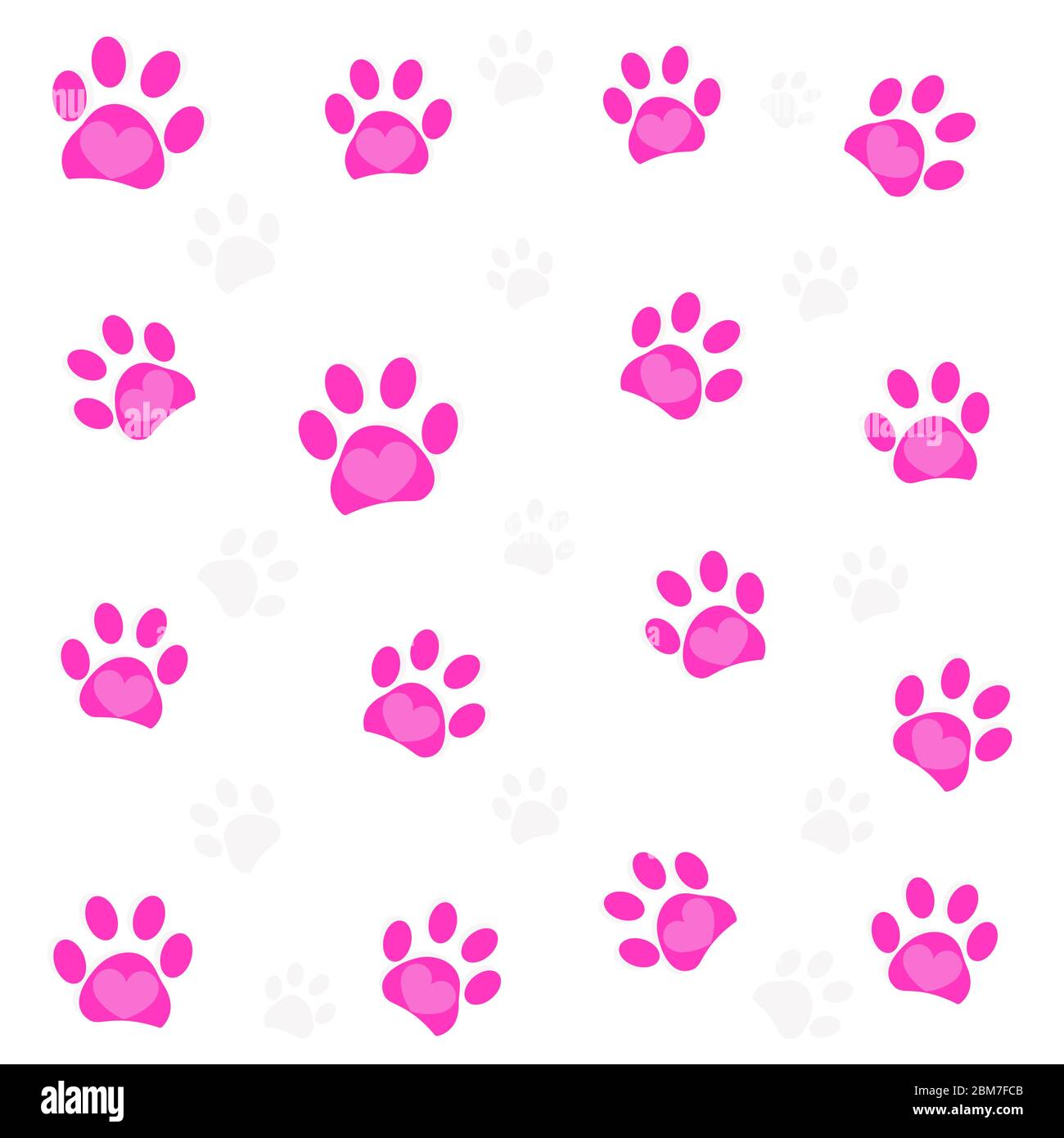 Pink heart paw prints pattern vector illustration Stock Vector Image ...