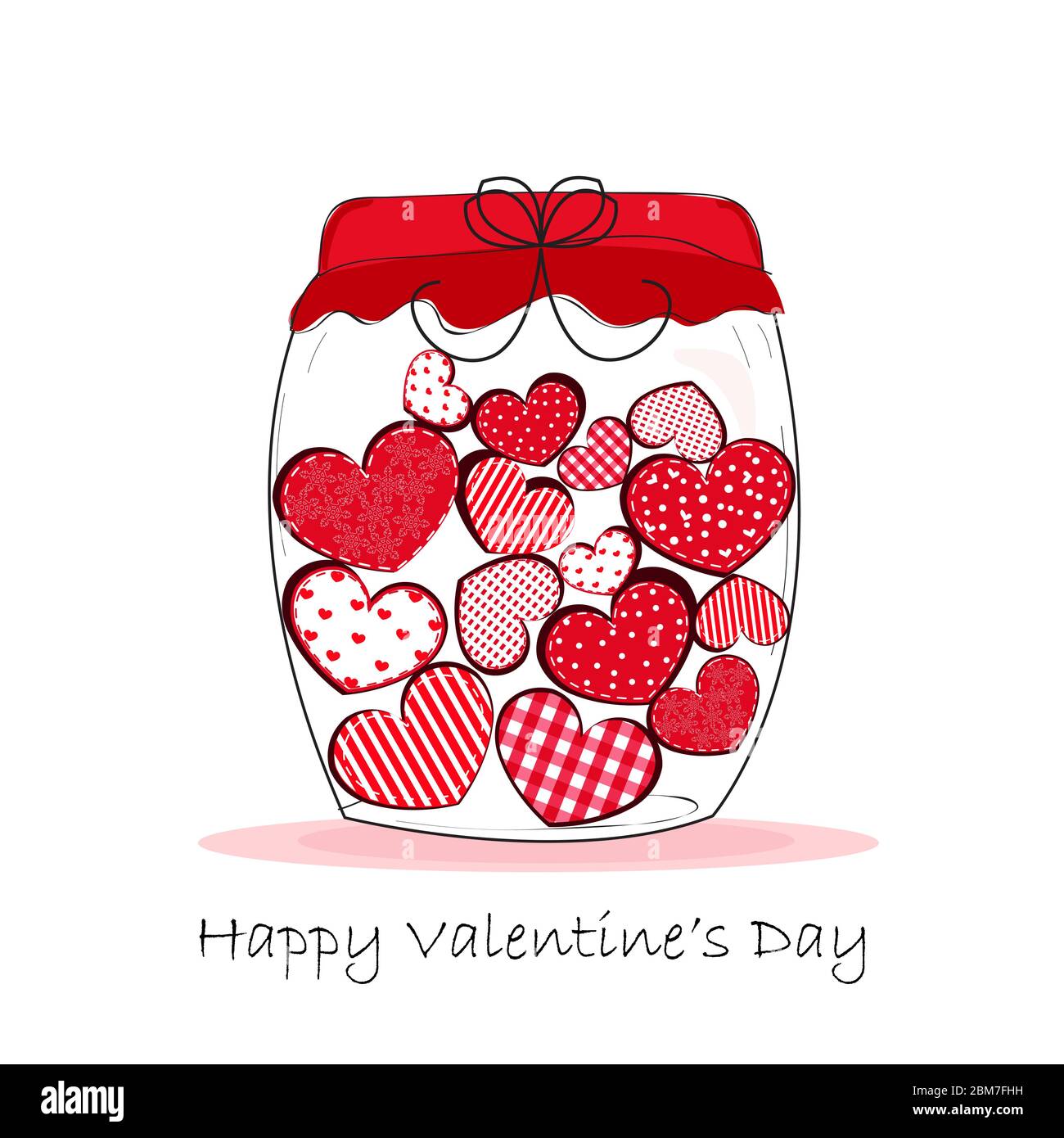 Jar of hearts, Happy Valentine's day greeting card vector illustration ...
