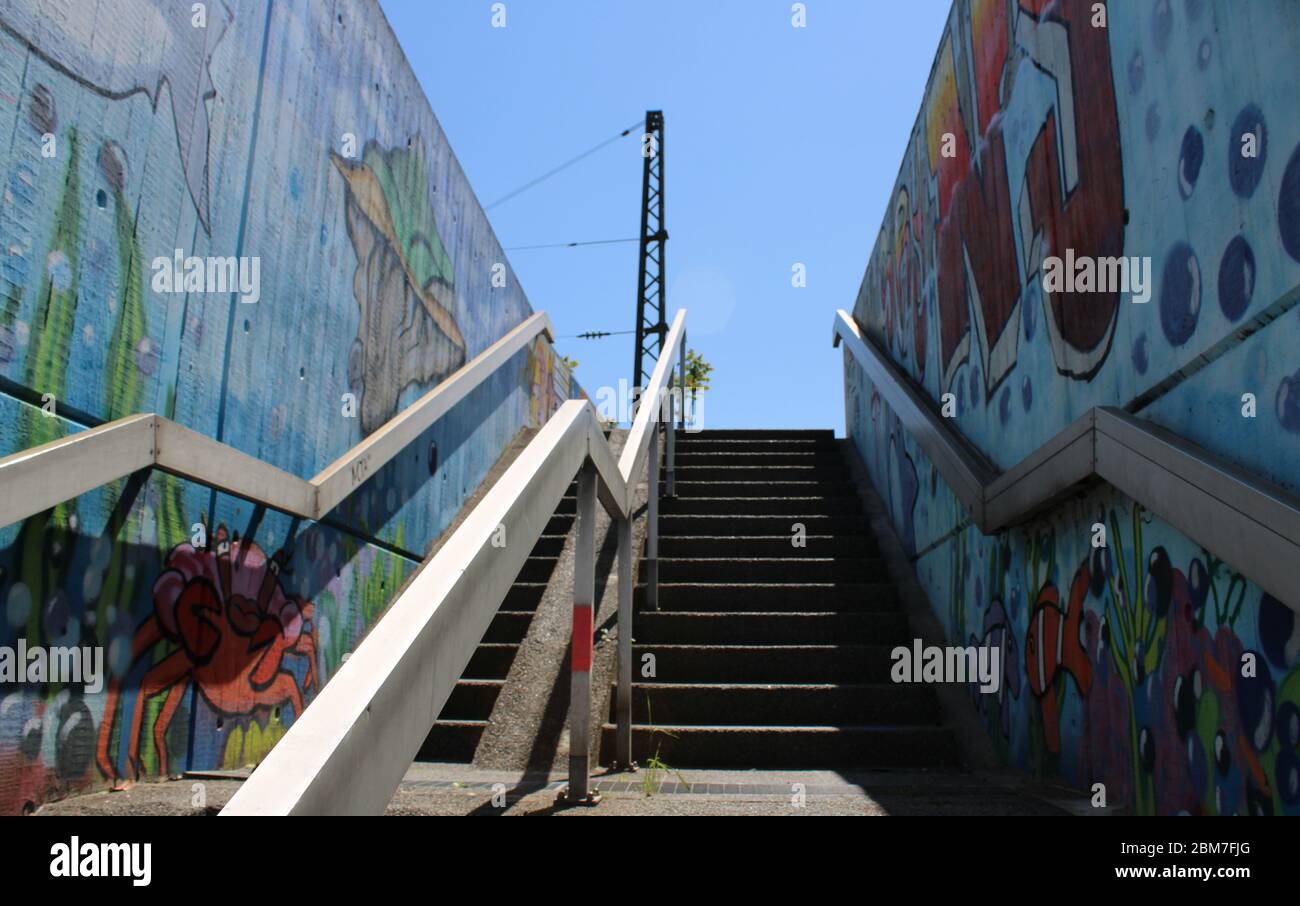 Stairway and red railing hi-res stock photography and images - Alamy