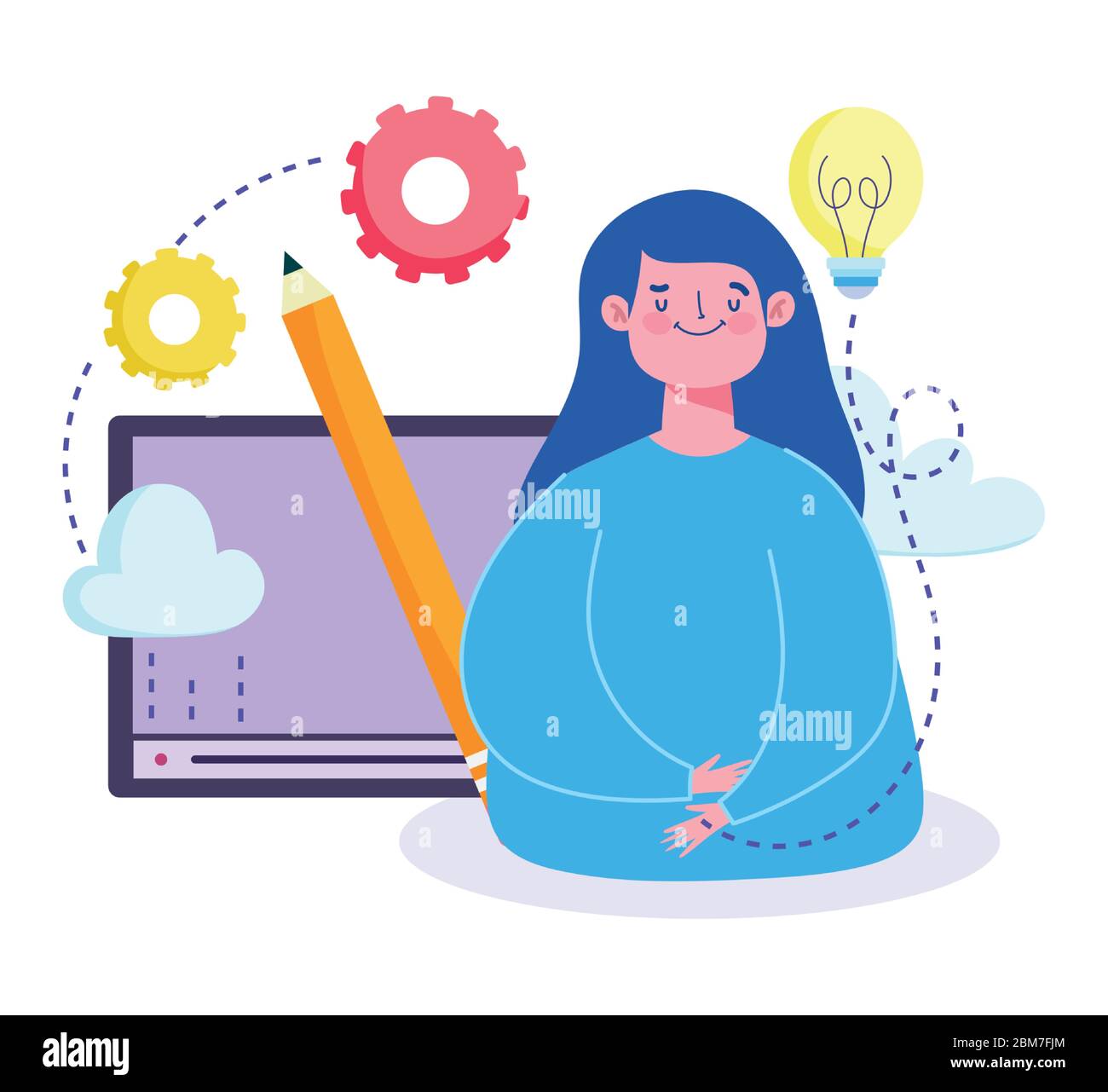 online education, student website digital creativity course cartoon ...