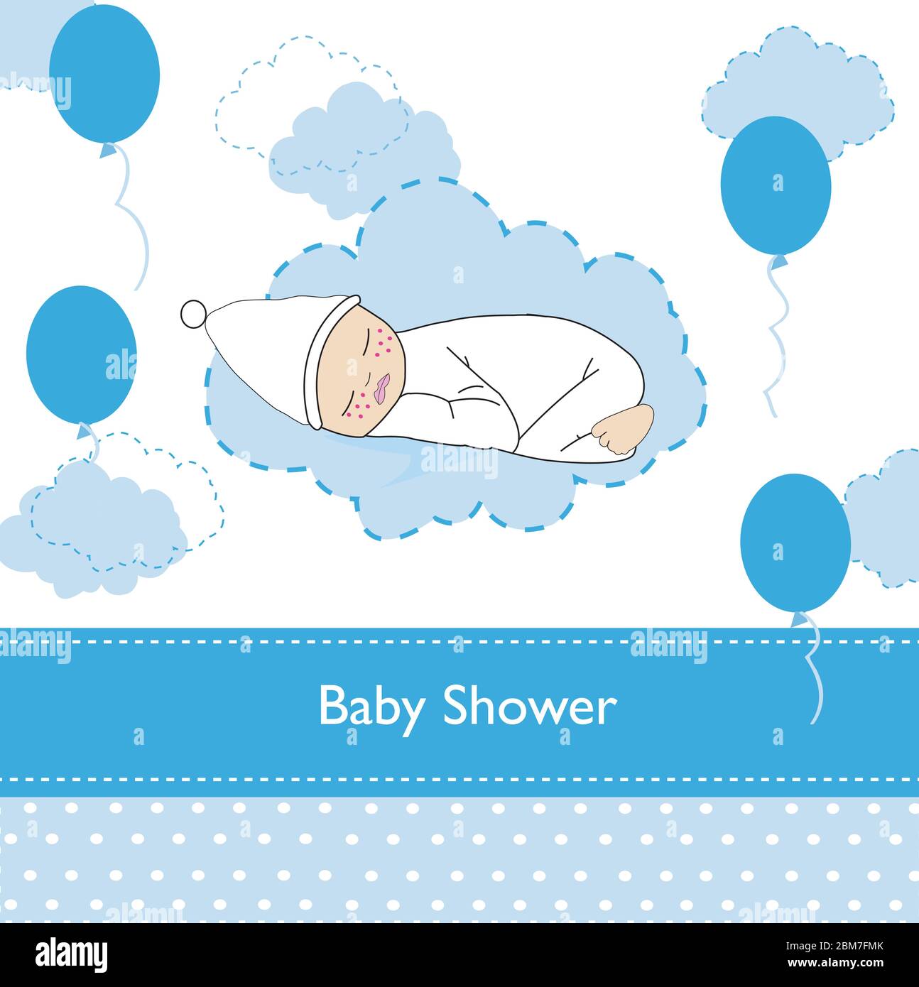 Balloon and clouds baby shower baby greeting card vector illustration ...