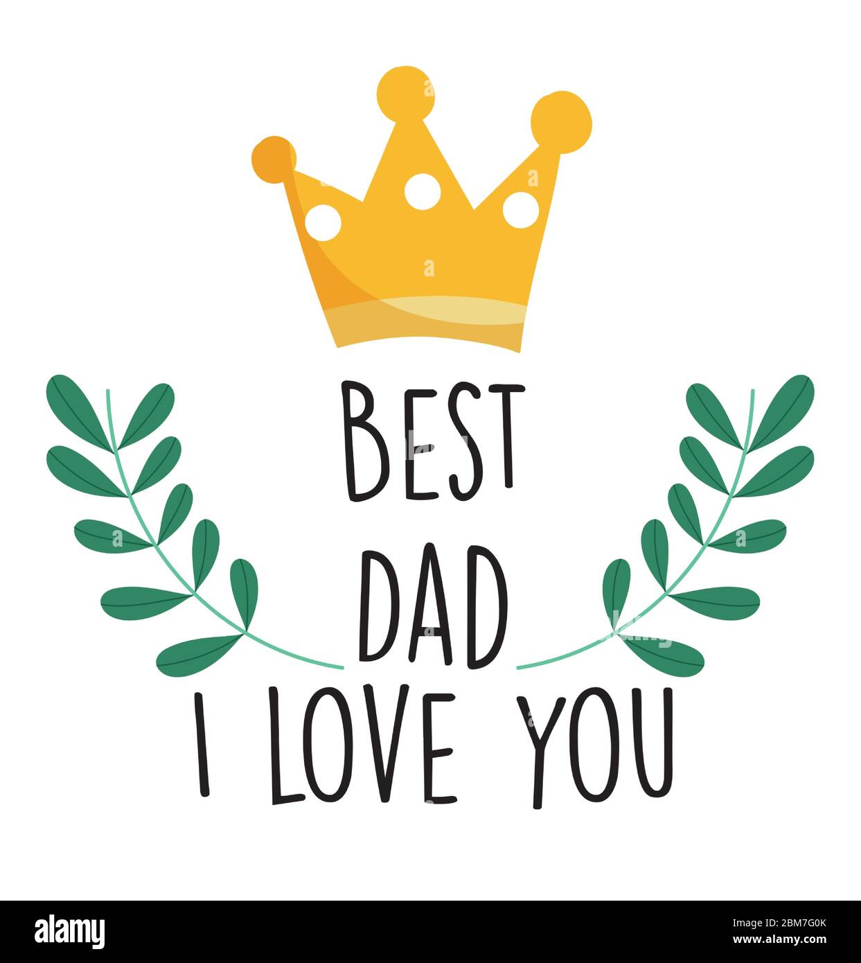 happy fathers day, gold crown best dad i love you lettering card vector ...