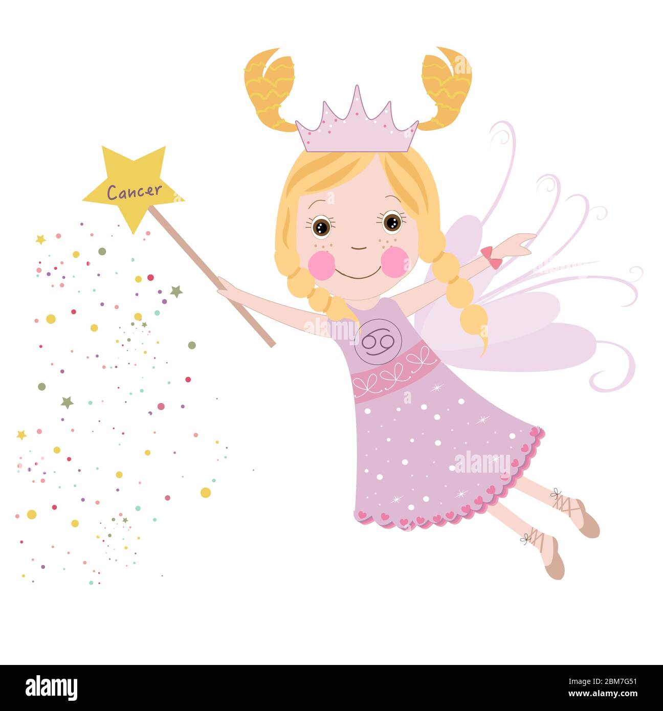 Cancer zodiac sign astrological Cute fairytale vector Stock Vector ...