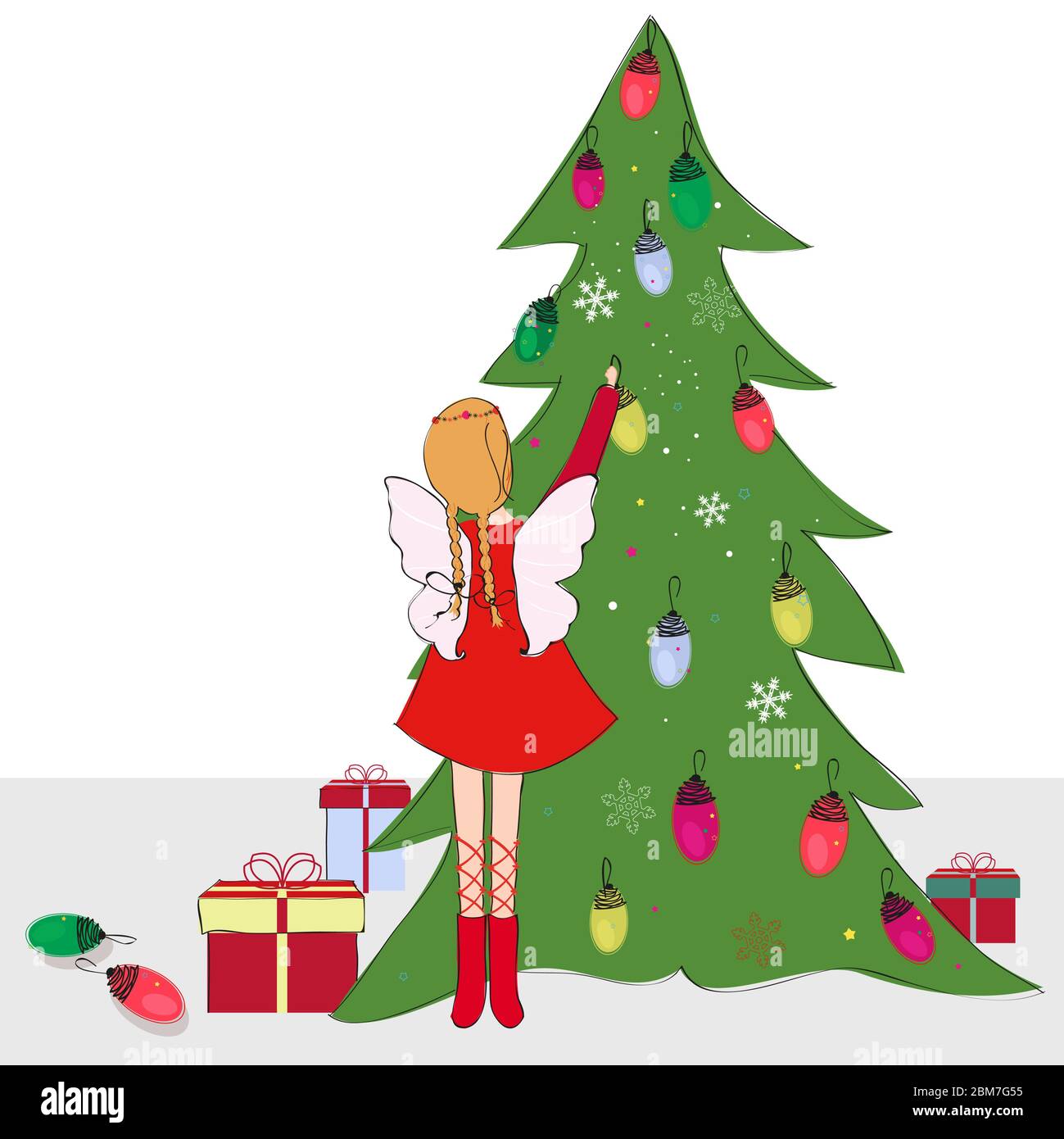 Christmas tree with fairy vector Stock Vector Image & Art - Alamy