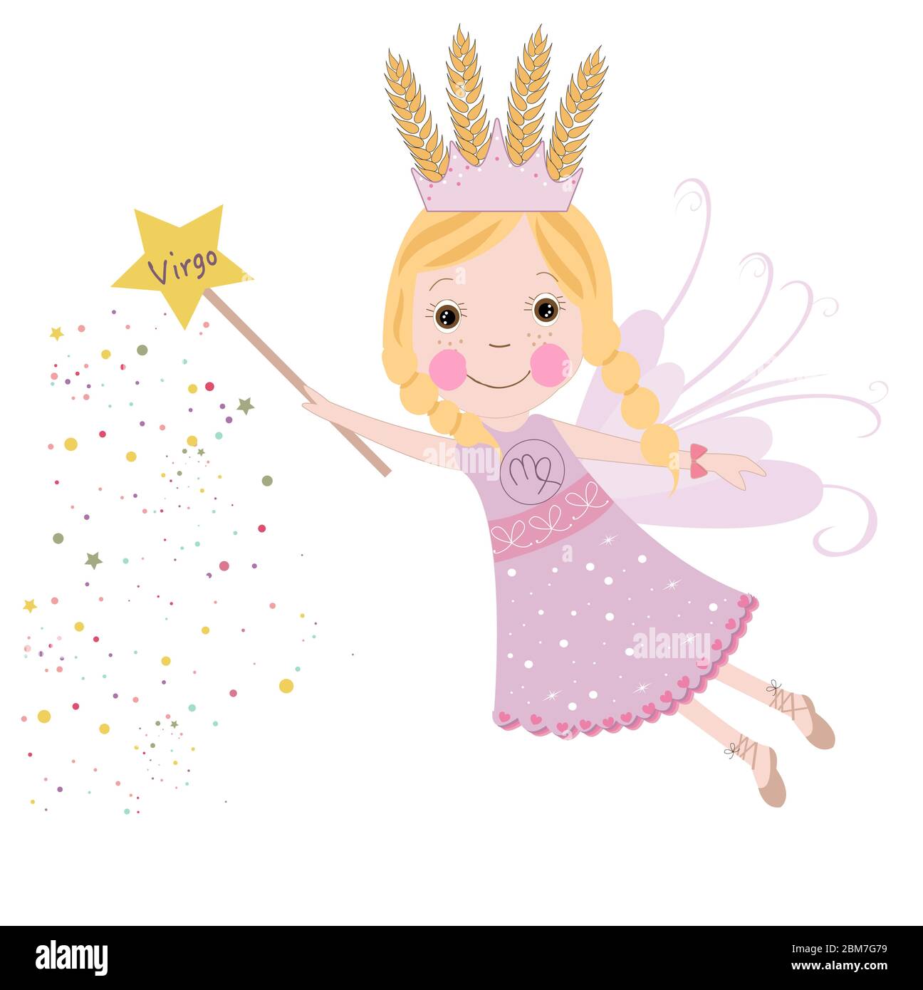 Virgo zodiac sign astrological Cute fairytale vector Stock Vector Image ...
