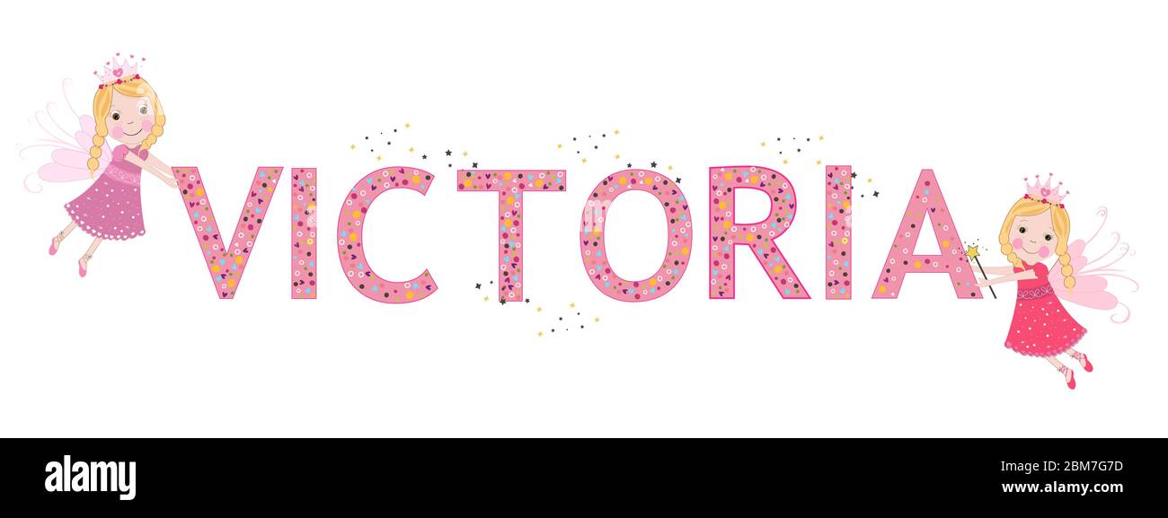 Victoria female name cute fairy tale vecto Stock Vector Image & Art - Alamy