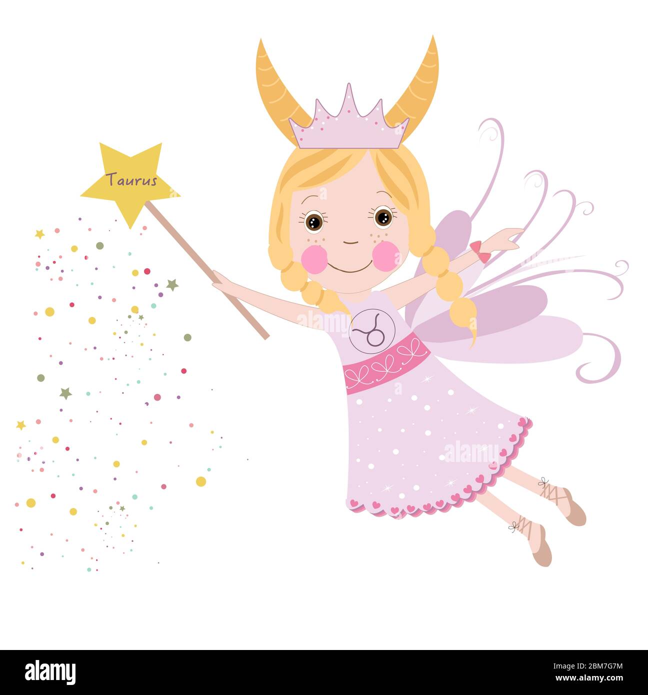 Taurus sign astrological Cute fairytale vector Stock Vector Image & Art ...