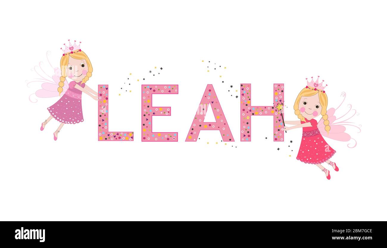 Leah Female Name With Cute Fairy Tale Vector Stock Vector Image And Art