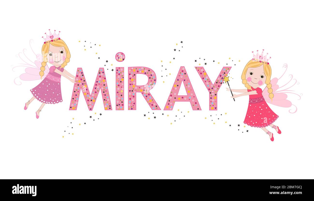 Miray female name with cute fairy tale vector Stock Vector Image & Art ...