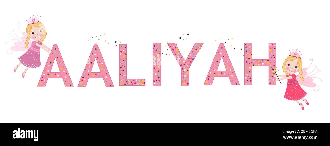 Aaliyah female name cute fairy tale vector Stock Vector Image & Art - Alamy