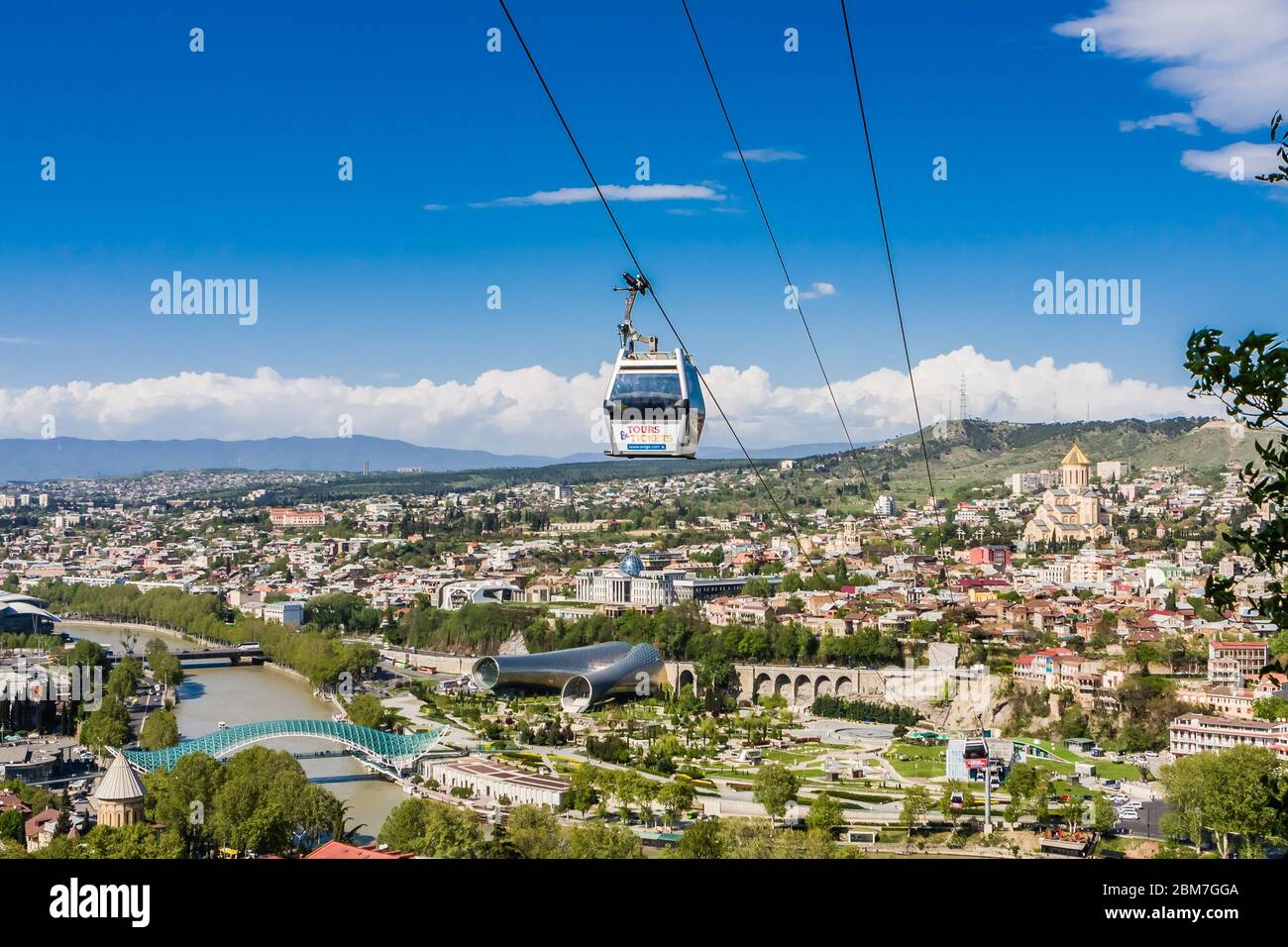 Funicular railway from Rike Park to Narikala Fortress in old Tbilisi ...