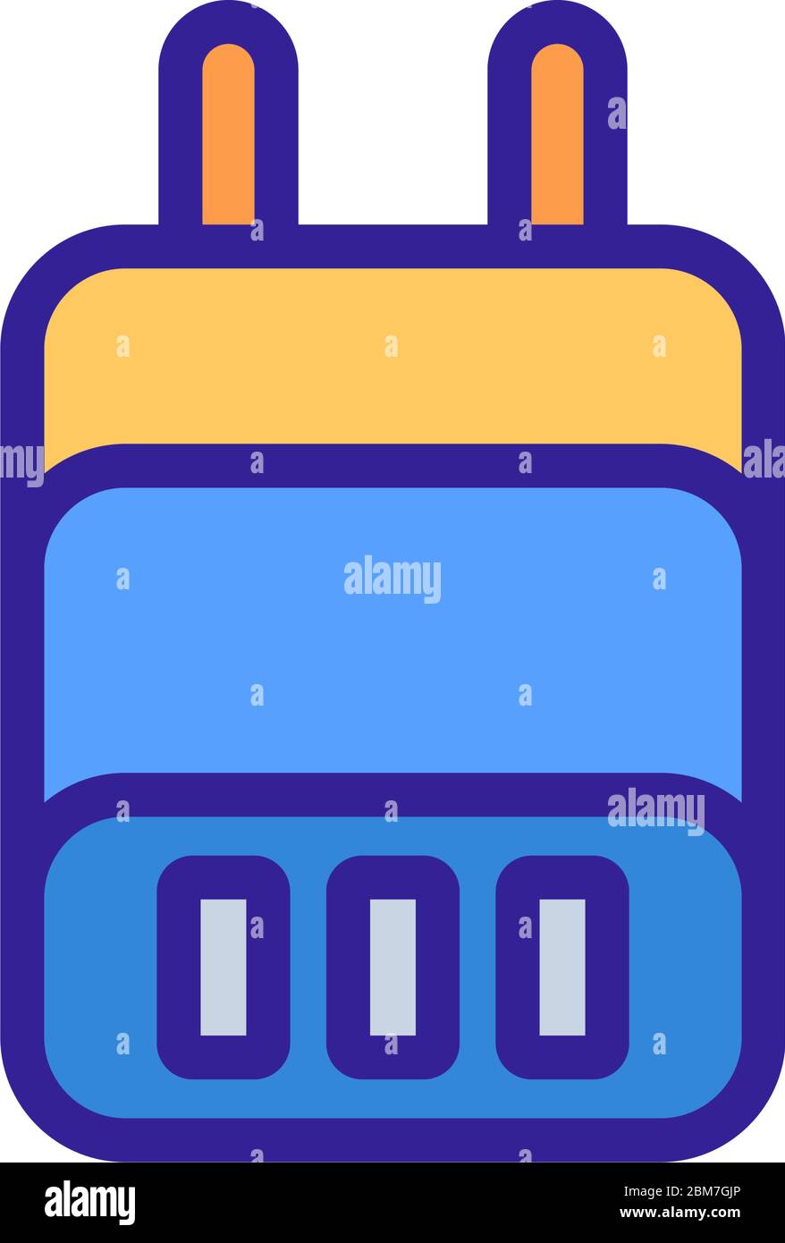 power adapter with plug for three devices icon vector outline ...