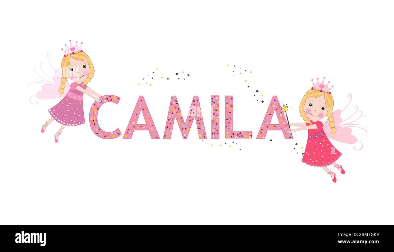 Camila female name with cute fairy tale vector Stock Vector Image & Art ...