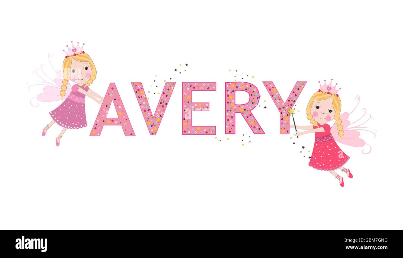 Avery female name with cute fairy tale vector Stock Vector Image & Art ...
