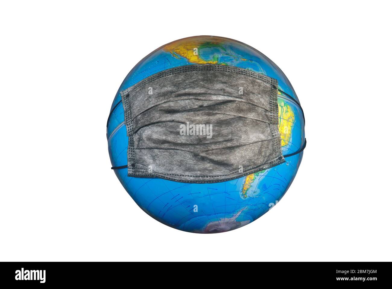 Planet Earth in quarantine. Planet in a medical mask isolated on white ...