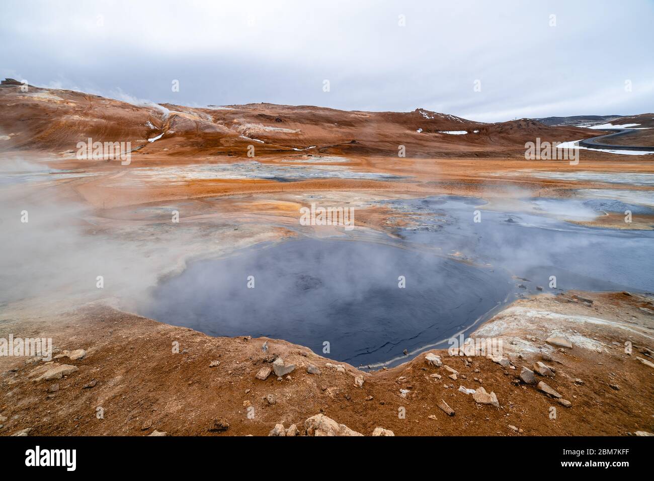 Geothermal geyser in northern Iceland with beautiful brown tones and ...