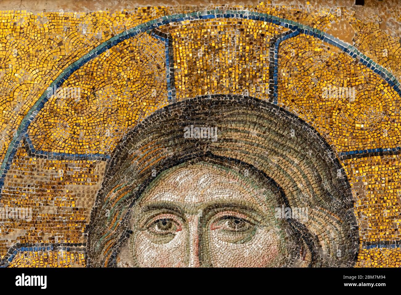 February 21, 2018: Mosaic of Jesus Christ inside Haghia Sophia Mosque ...