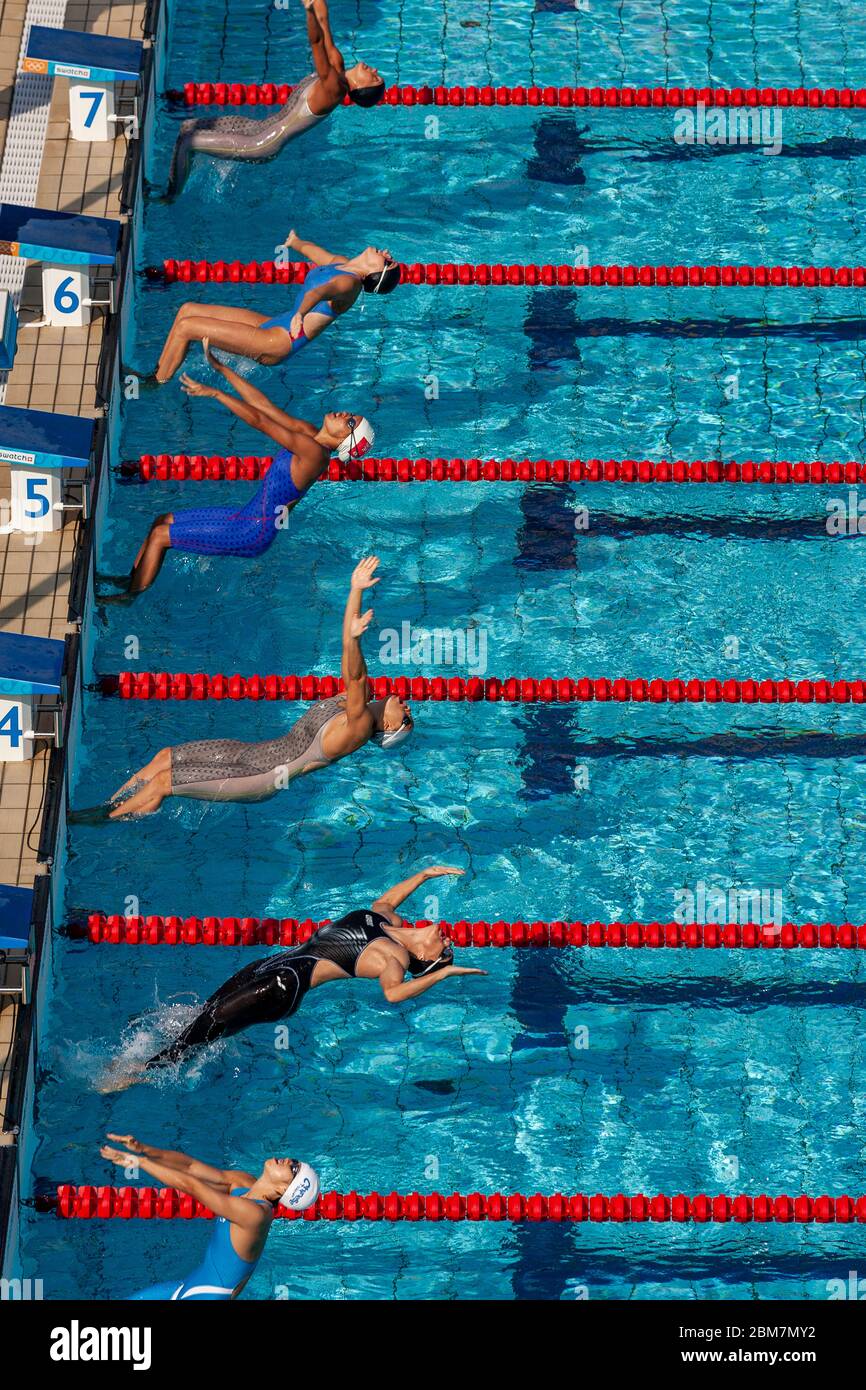 Start of the Women's 100 metre backstroke heat #2 at the 2004 Olympic ...
