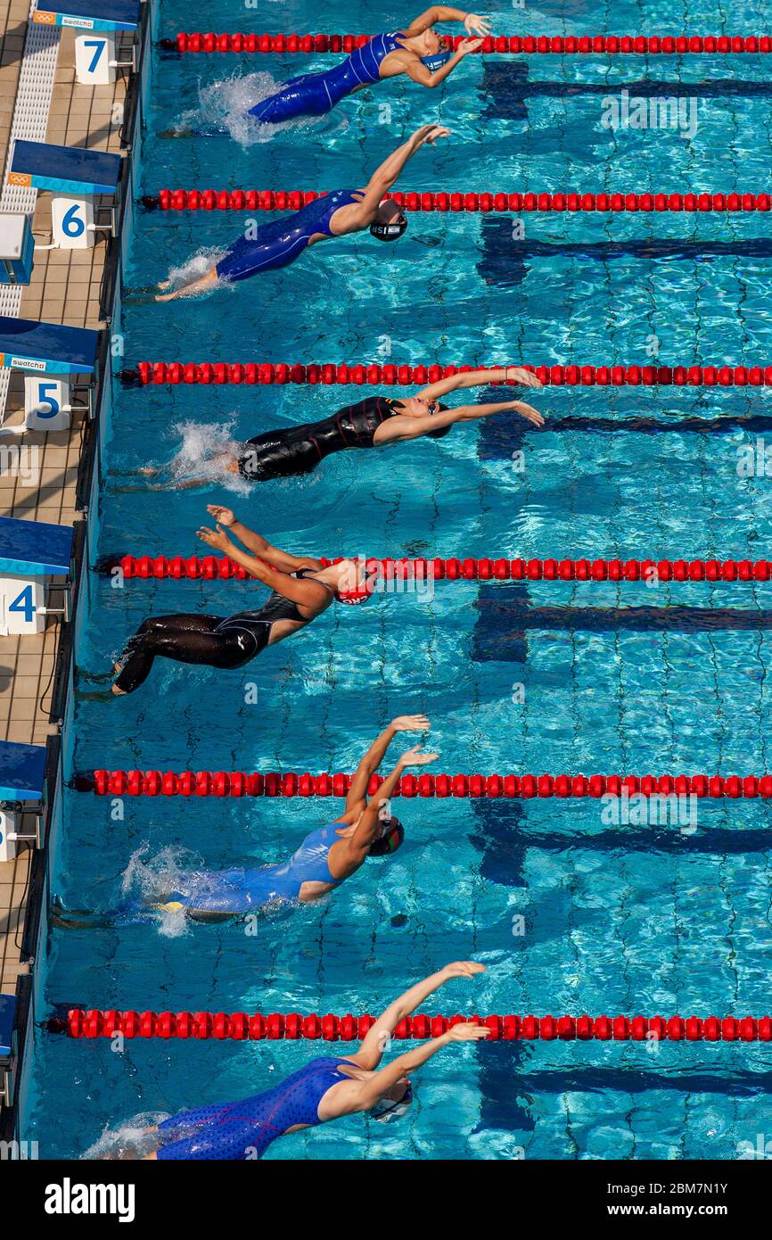 Start of the Women's 100 metre backstroke heat #3 at the 2004 Olympic ...