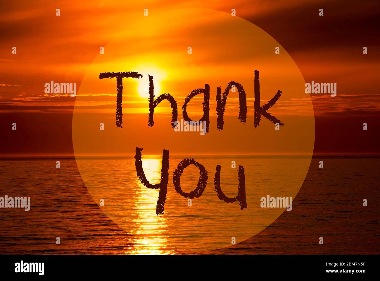 Romantic Ocean Sunset, Sunrise, Text Thank You Stock Photo - Alamy