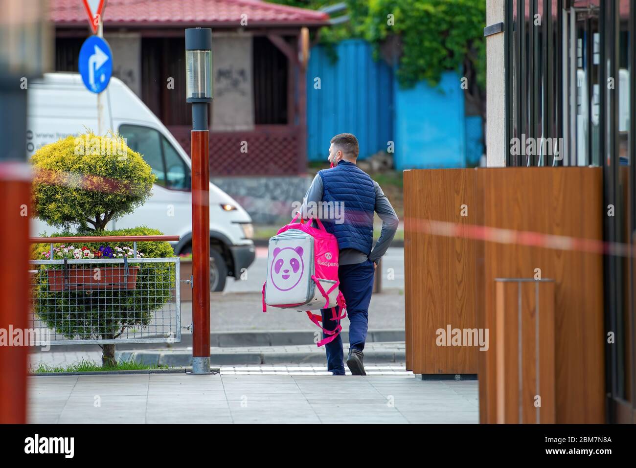 Galati, Romania - May 06, 2020: Food order online via Foodpanda being ...