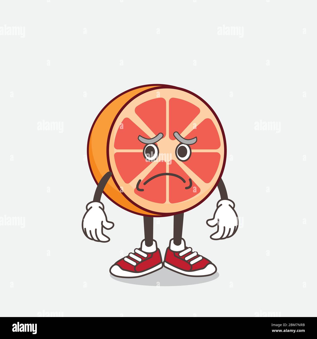 An illustration of Grapefruit cartoon mascot character having an afraid ...