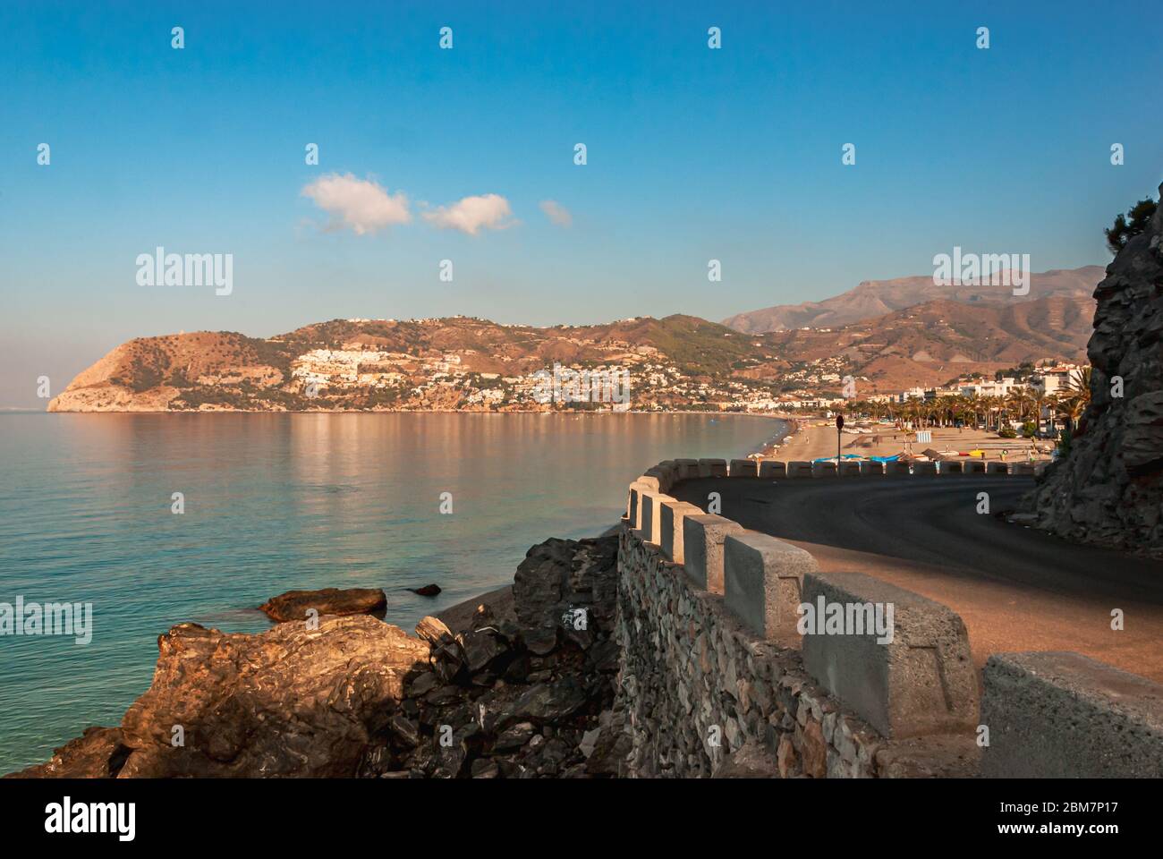 Coastal road leading in to the beach resort of La Herradura, Costa ...