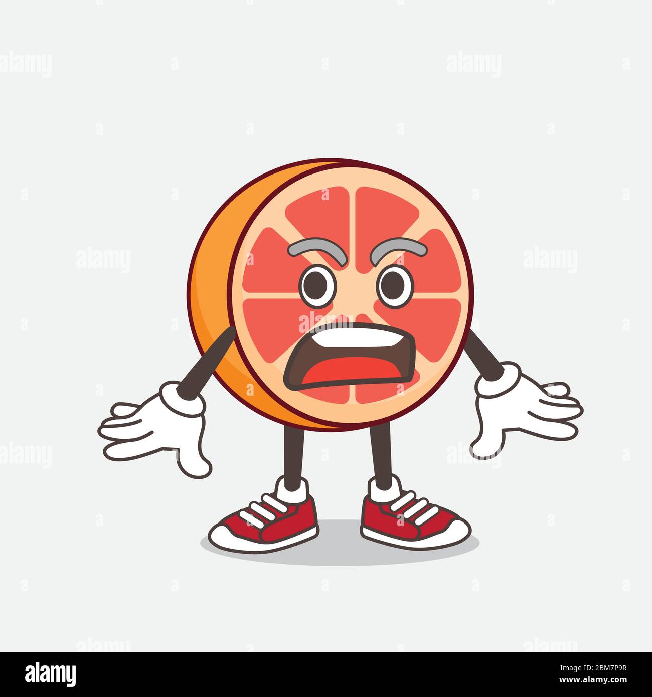An illustration of Grapefruit cartoon mascot character with a surprised ...