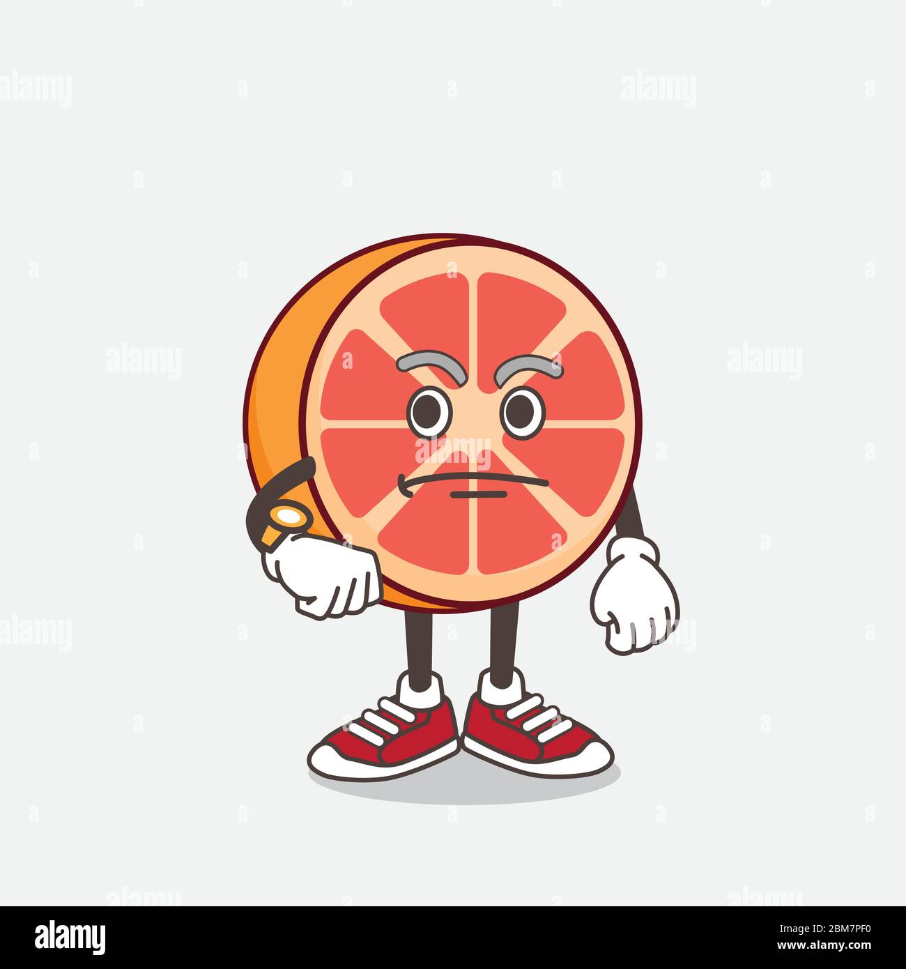 An illustration of Grapefruit cartoon mascot character on a waiting ...