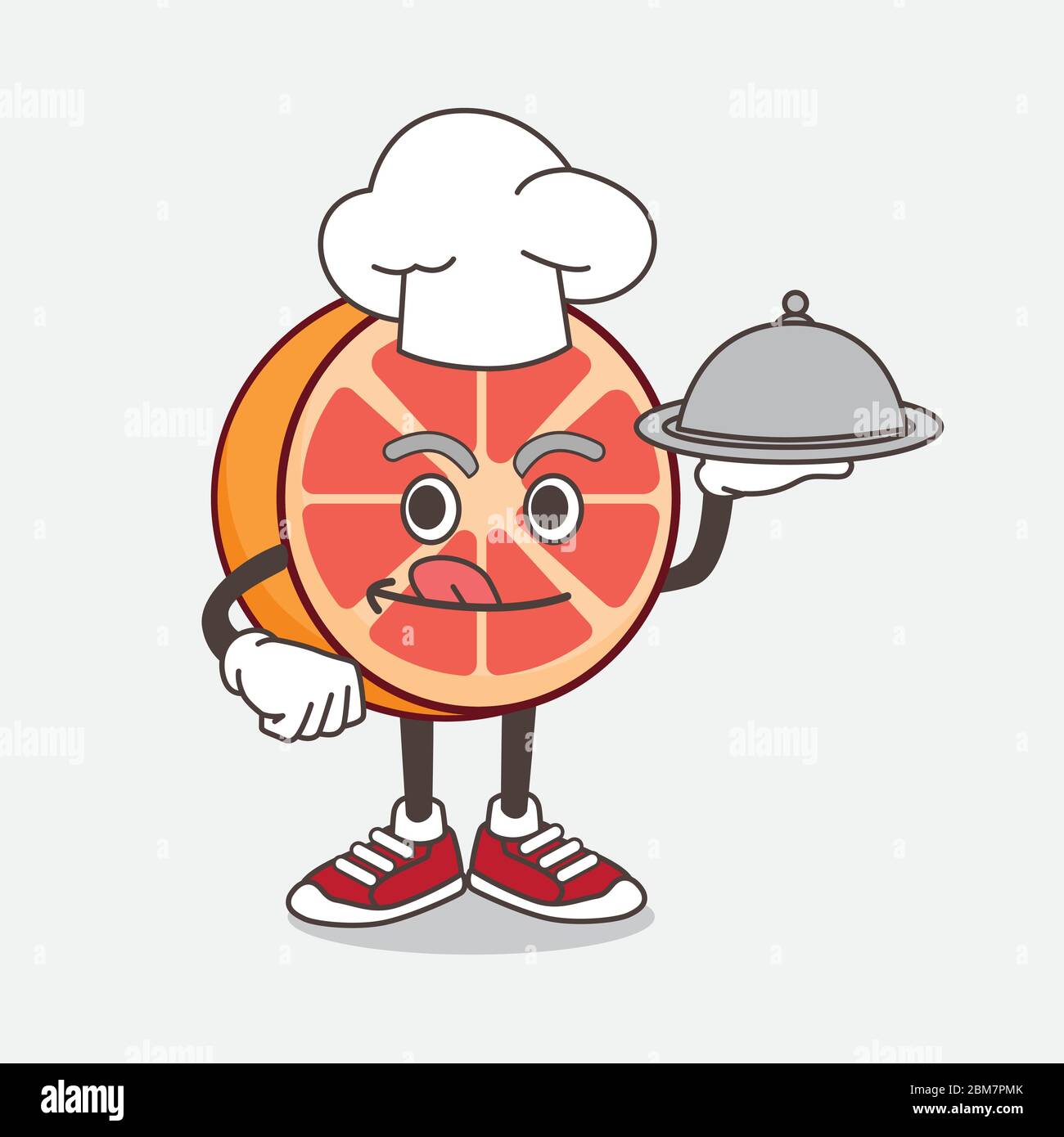 An illustration of Grapefruit cartoon mascot character as a Chef with ...
