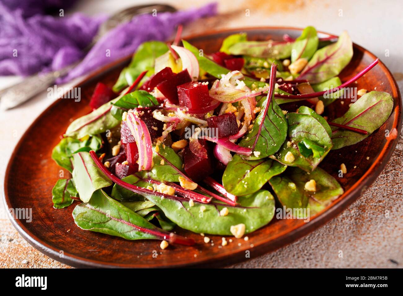 salad with beet and mangold, diet food Stock Photo - Alamy