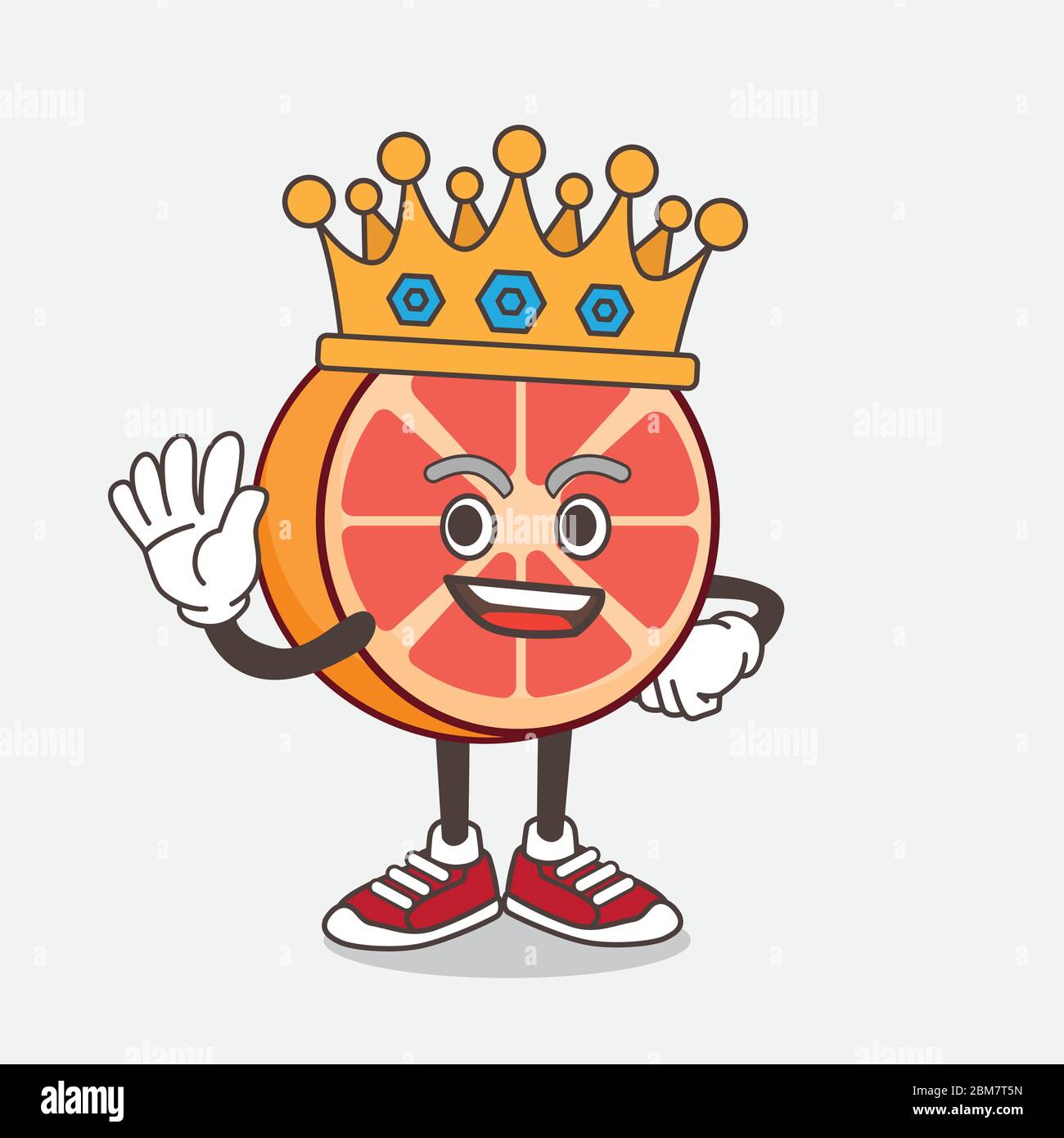 An illustration of Grapefruit cartoon mascot character stylized of King ...