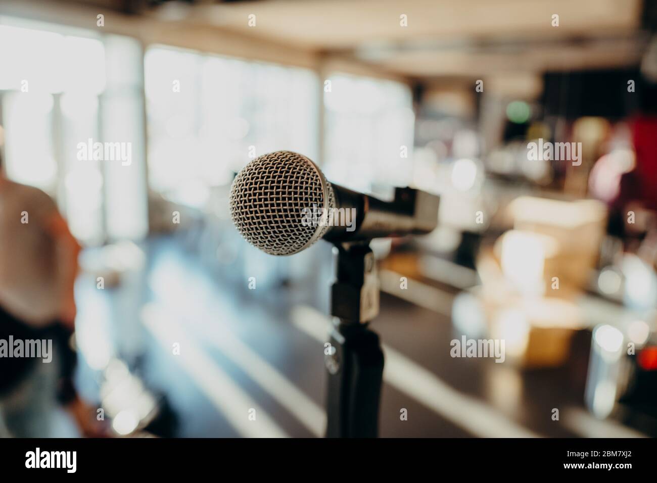 microphone on stage Stock Photo - Alamy