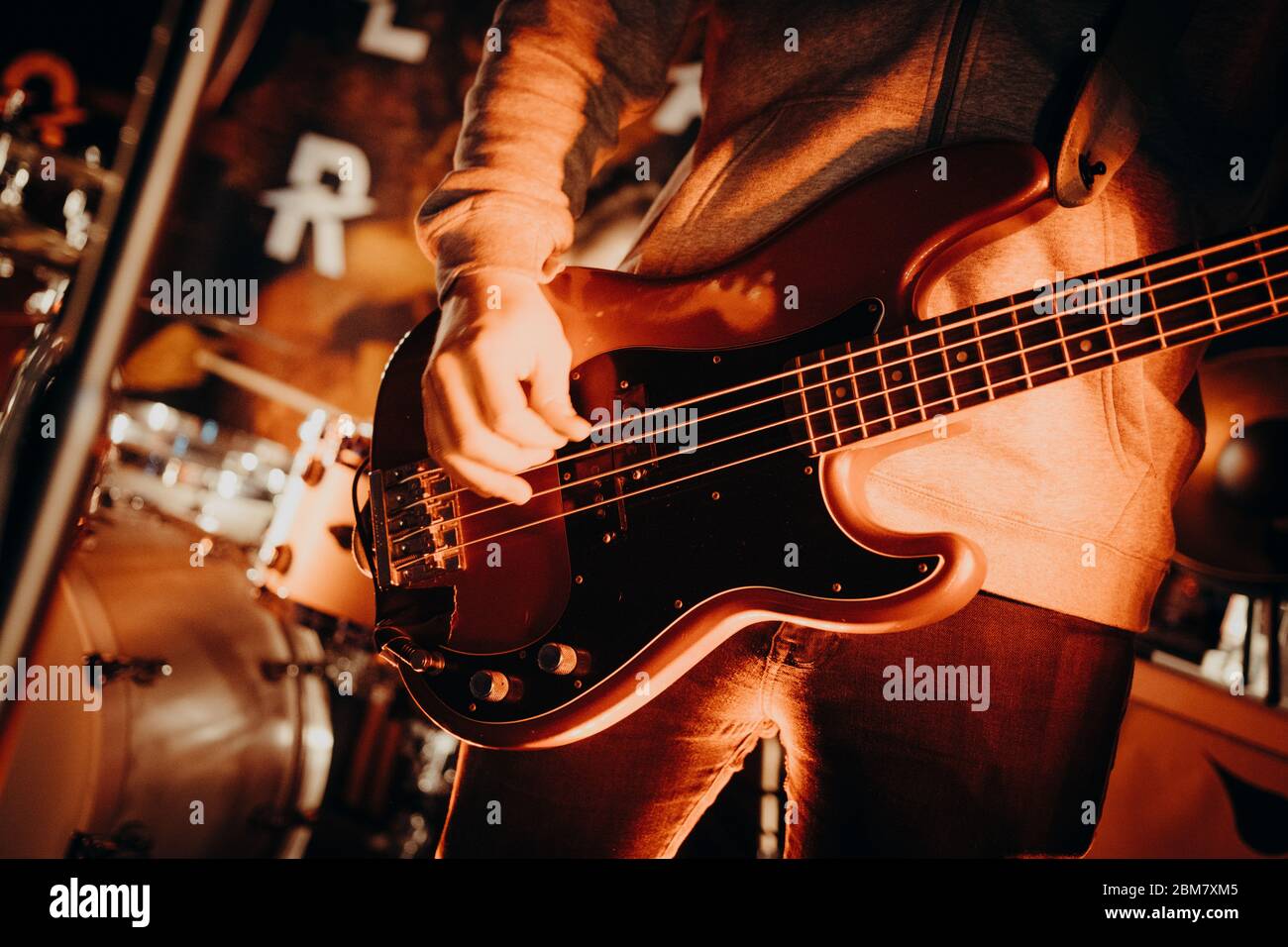bass player on stage Stock Photo - Alamy