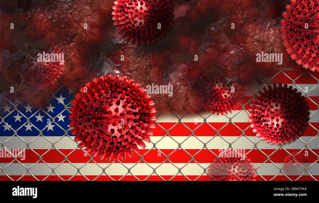 Usa flag with chainlink fence and red cells Stock Photo - Alamy