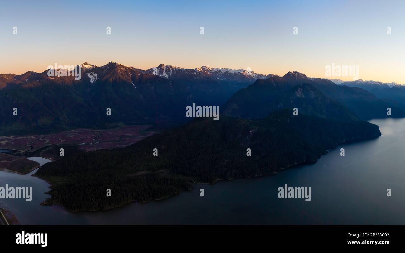 Aerial Panoramic View of Pitt Lake Stock Photo - Alamy