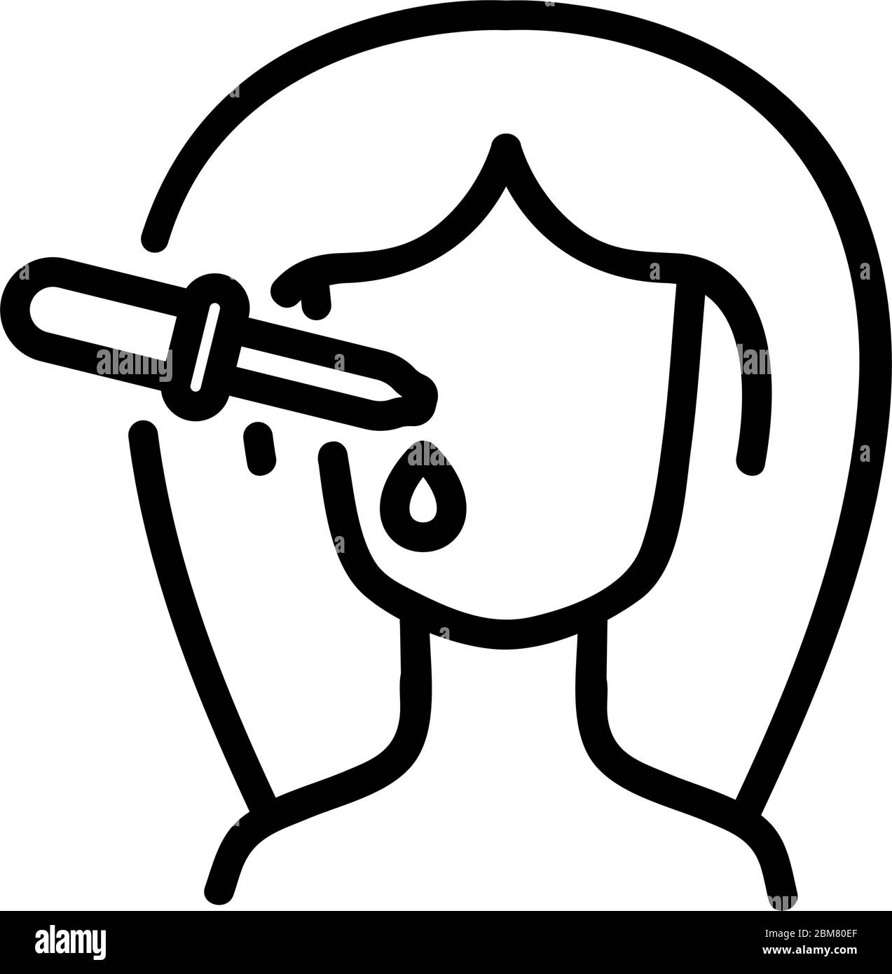 pipetting serum onto female face icon vector outline illustration Stock ...