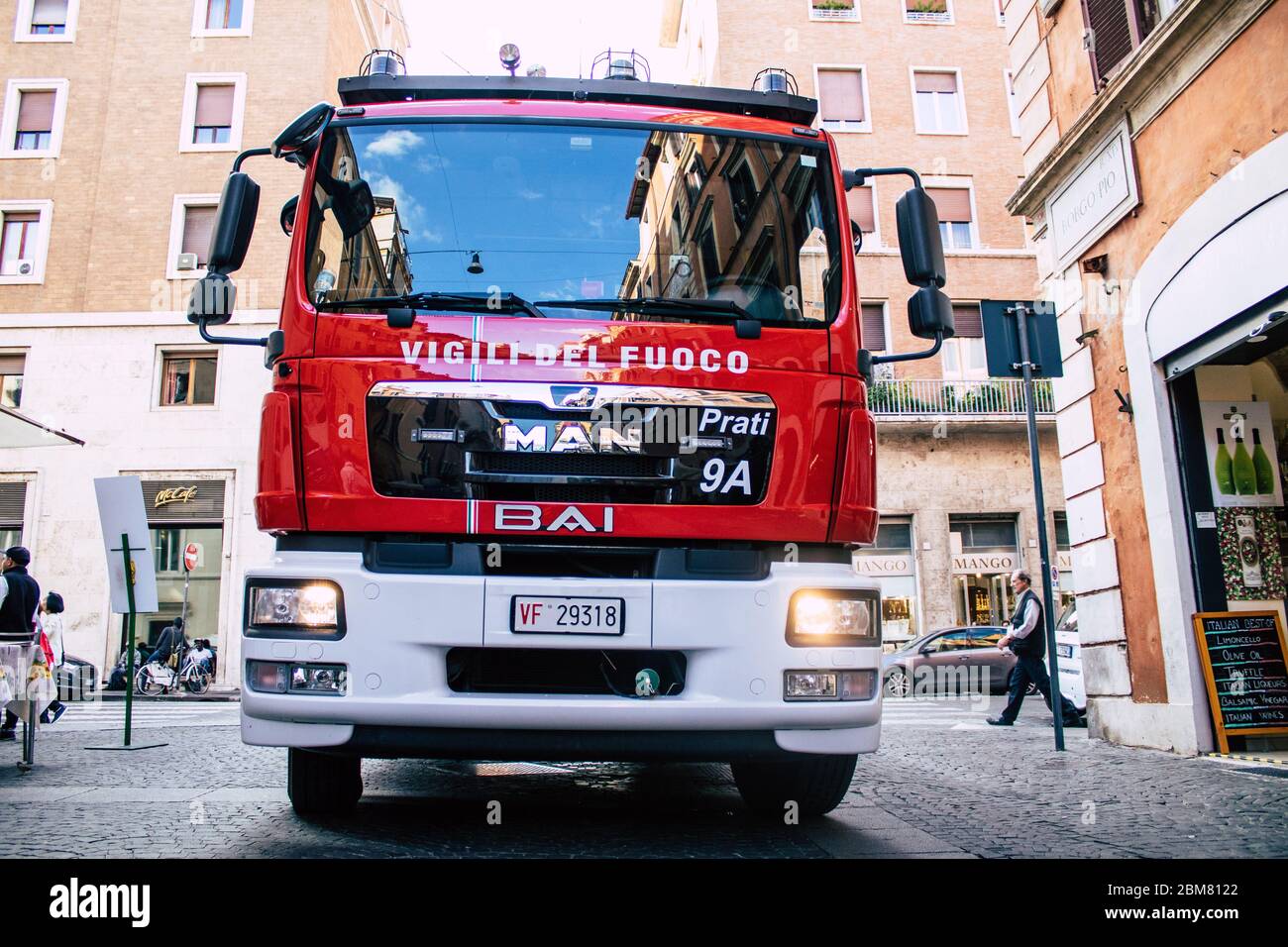 Rome Italy October 18, 2019 View of a Italian fire engine parked in the ...