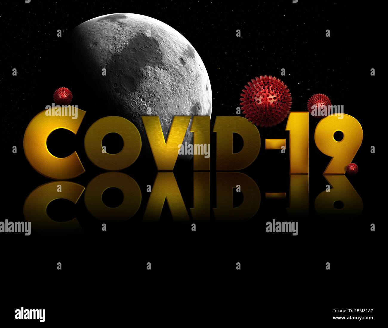 Covid-19 text night scenery with moon and virus cells Stock Photo - Alamy