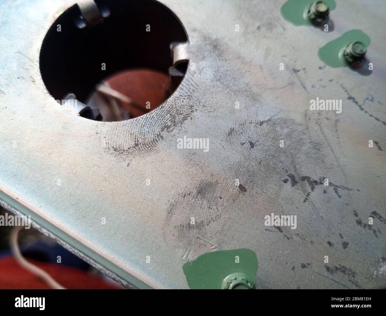 Fingerprints on the steel surface. Fingerprints of dirty hands Stock ...