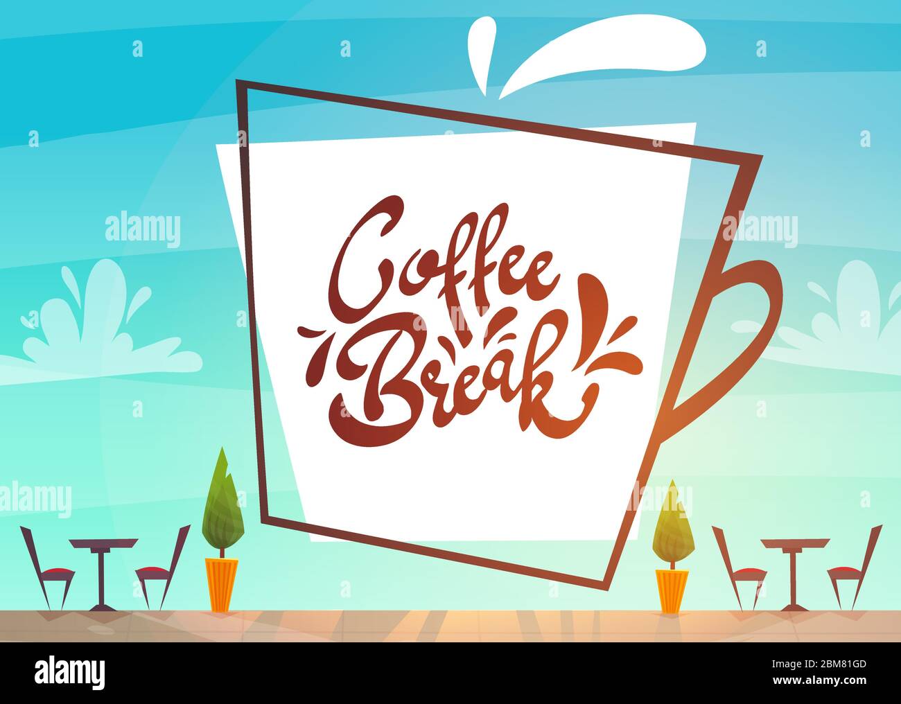 coffee break concept banner poster card , calligraphy lettering ...